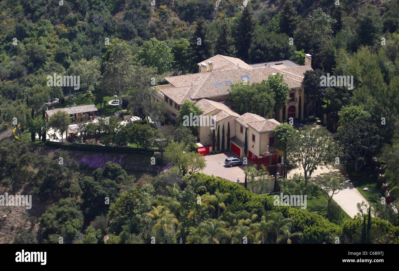 Aerial view of the house Sylvester Stallone lives in in a gated ...