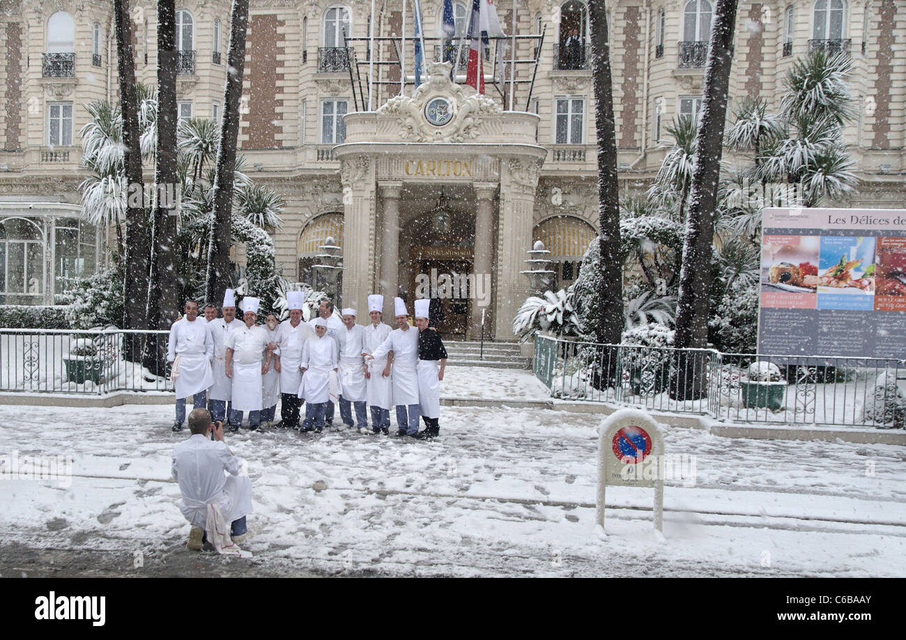 Heavy Snow covers the city of Cannes, France on February 11, 2010. The ...