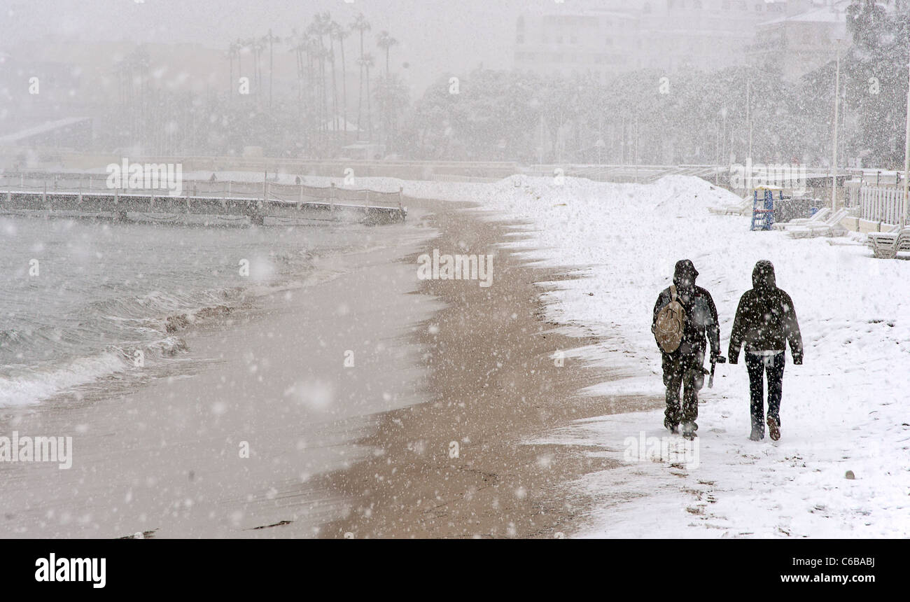 Heavy Snow covers the city of Cannes, France on February 11, 2010. The ...