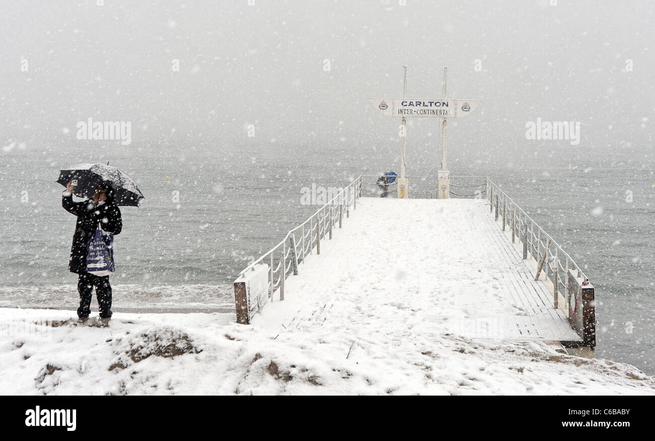 Heavy Snow covers the city of Cannes, France on February 11, 2010. The ...