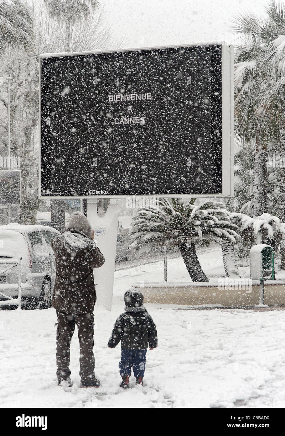 Heavy Snow covers the city of Cannes, France on February 11, 2010. The ...