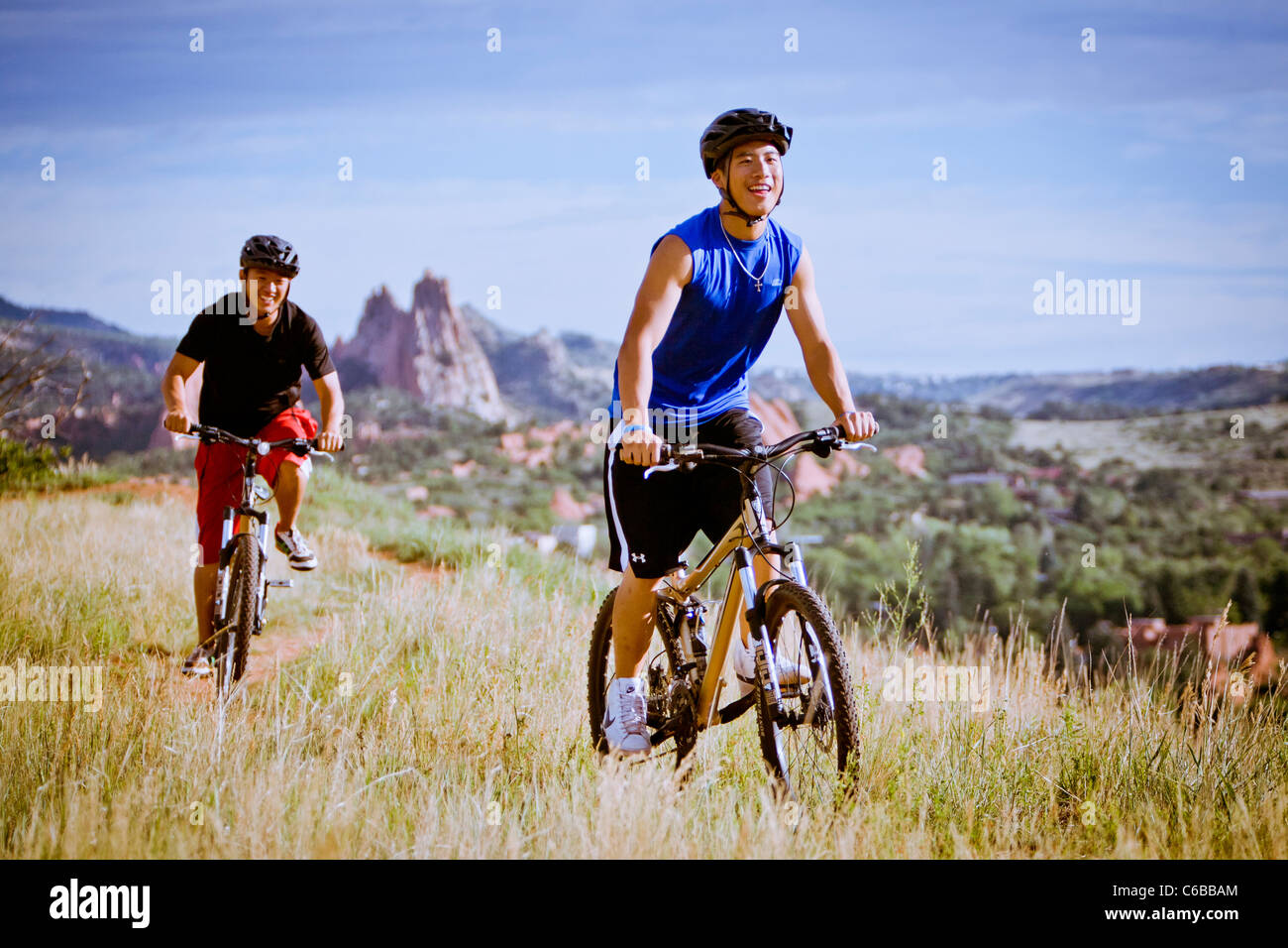 Asian friends biking hi-res stock photography and images - Alamy