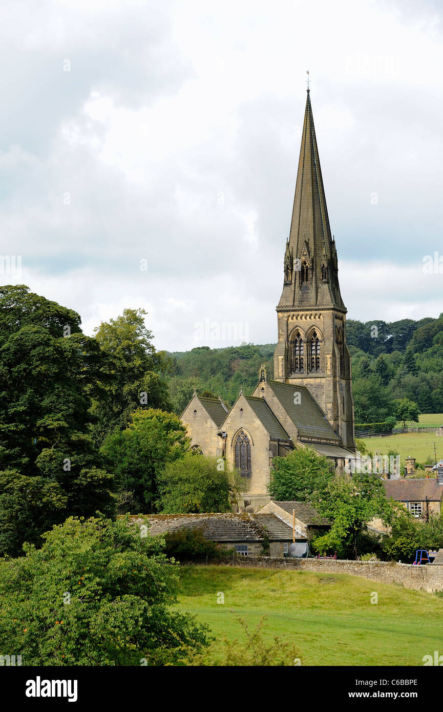 Edensor Church, Chatsworth park Estate derbyshire england uk Stock ...
