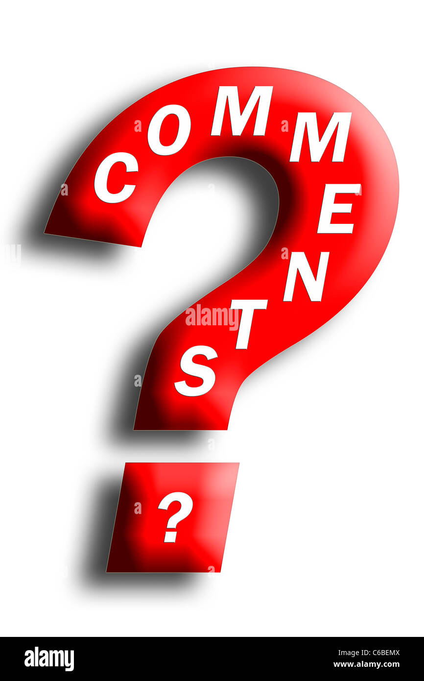 Comments concept embedded in a question mark isolated on white Stock ...