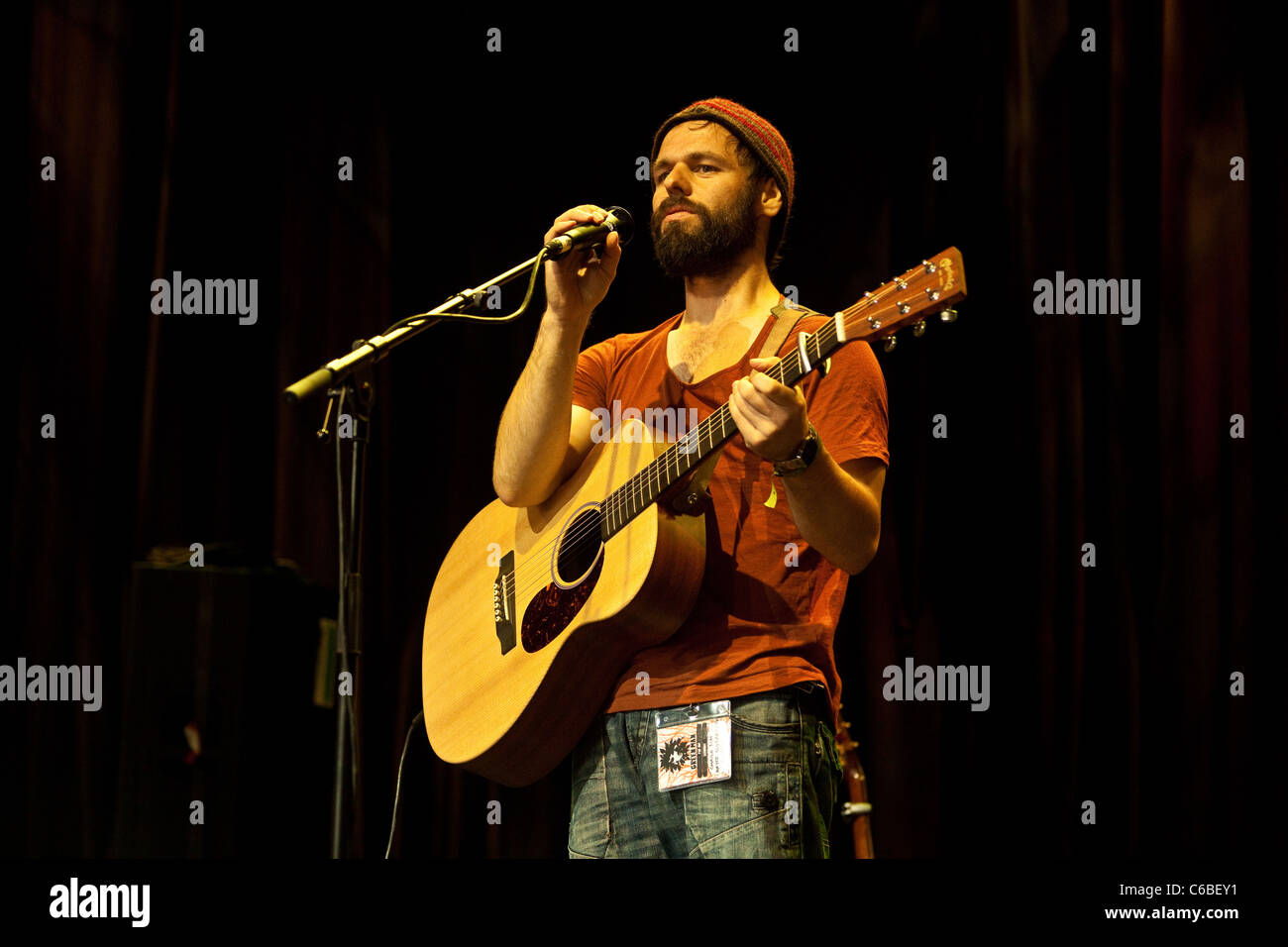 Chailo Sim performing on the far out stage at the Green Man festival ...