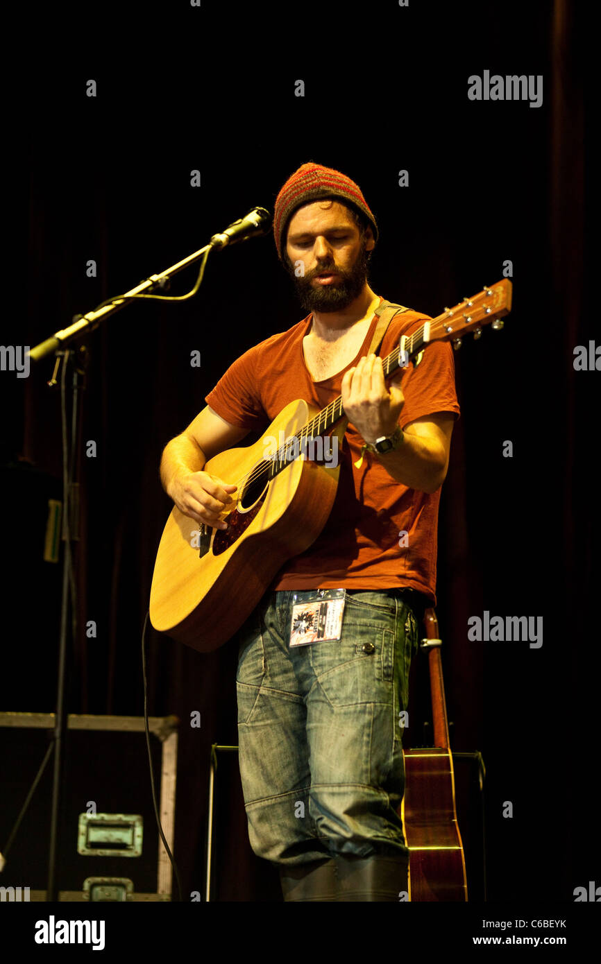 Chailo Sim performing on the far out stage at the Green Man festival ...