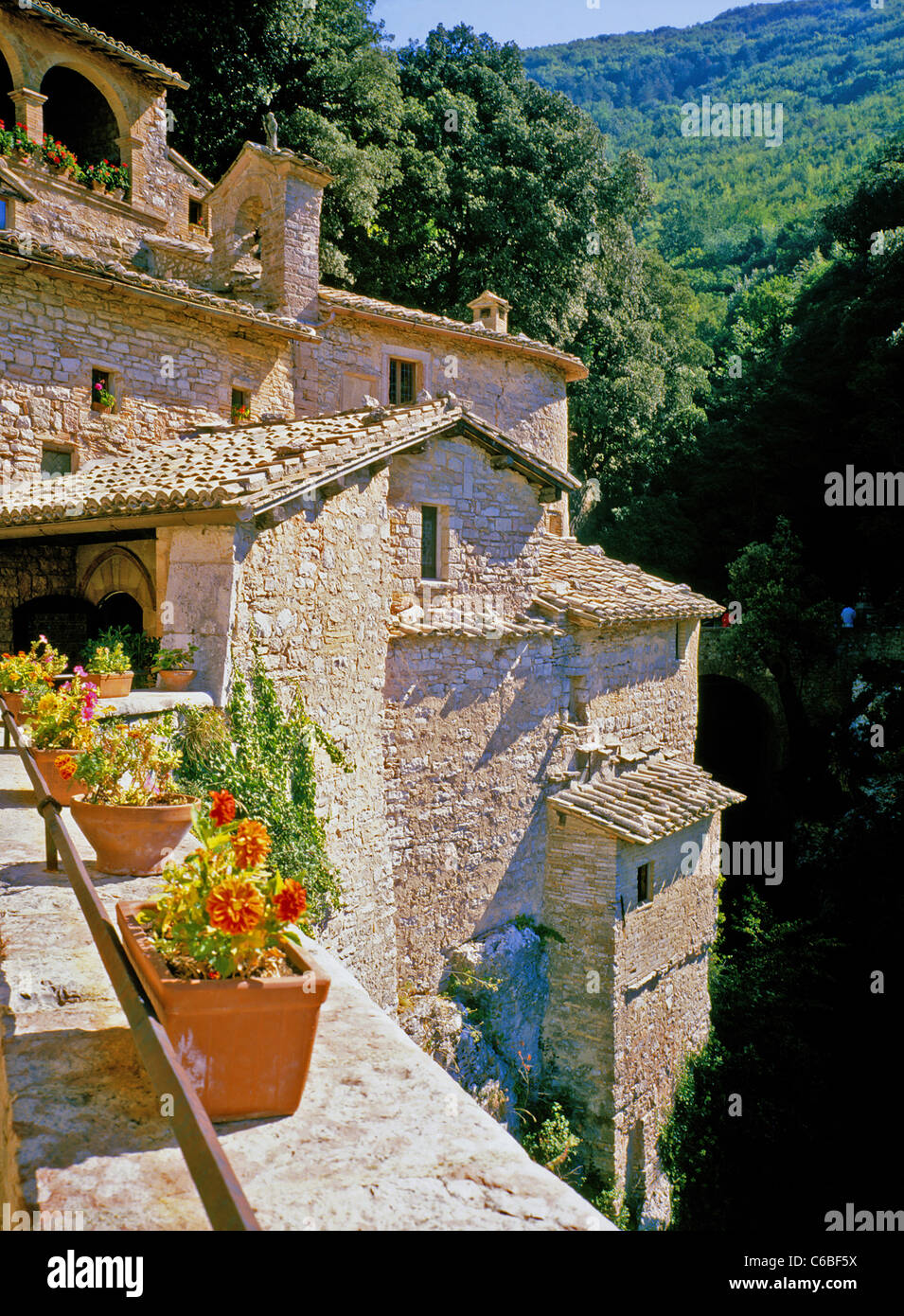 The Eremo delle Carceri,small hermitage in a steep forest gorge at the ...