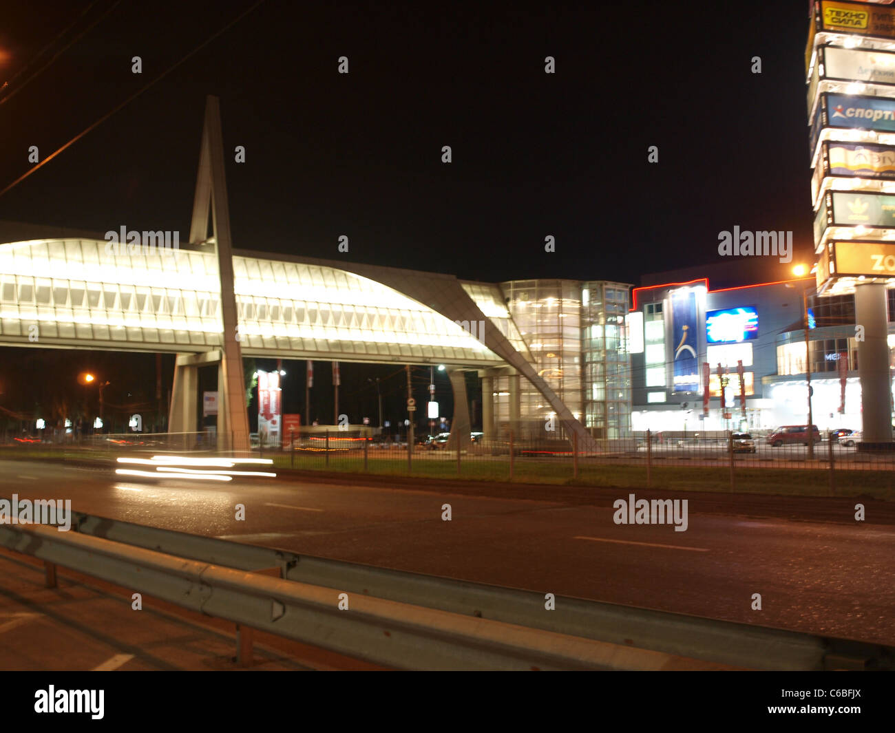 night illuminated footbridge Stock Photo - Alamy