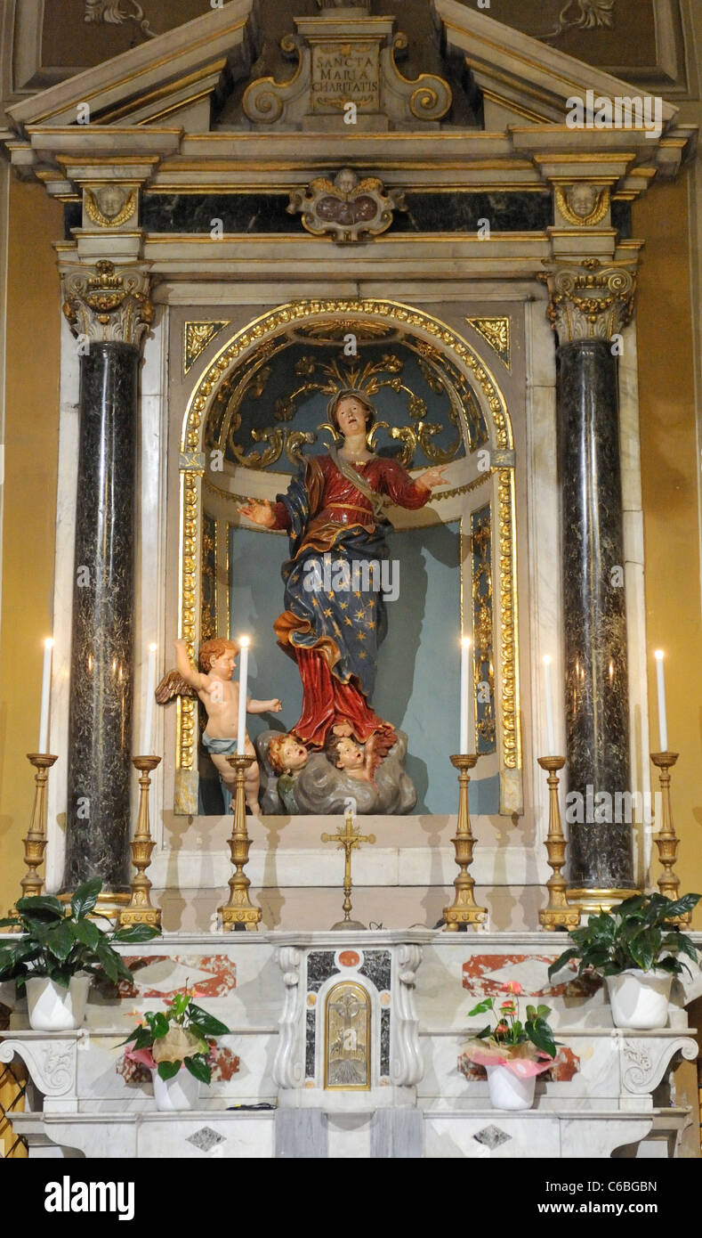 Renaissance statue of Mary in old church Alassio Liguria Italy Stock ...