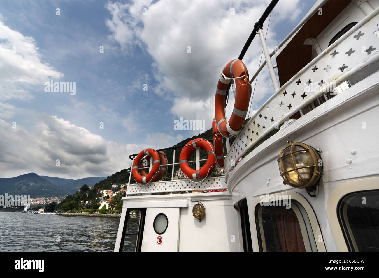 The paddle steamer Concordia (detail), Lake Como, Lombardy, Italy Stock ...