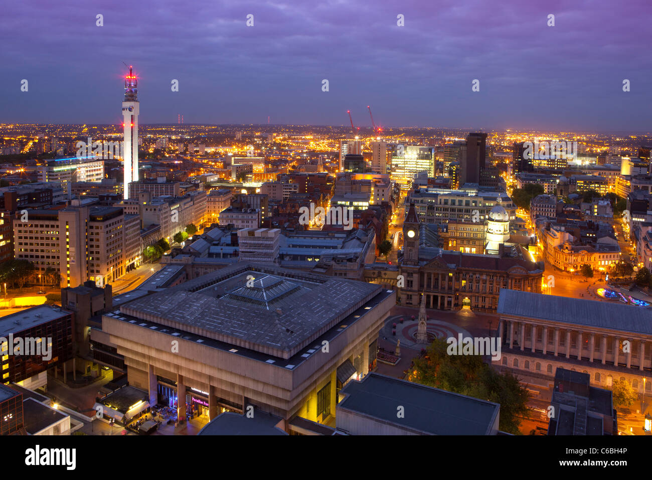 Cityscape of Birmingham at night, England, UK Stock Photo - Alamy