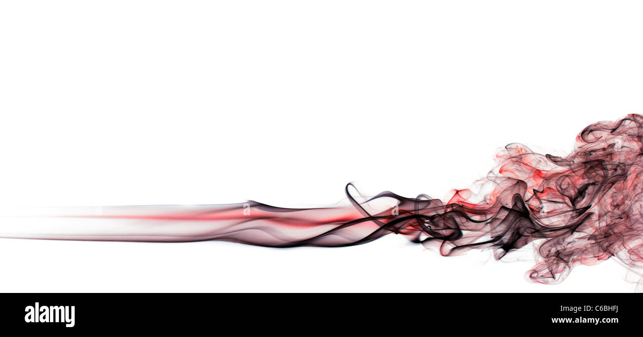 red abstract smoke pattern on a white background Stock Photo - Alamy
