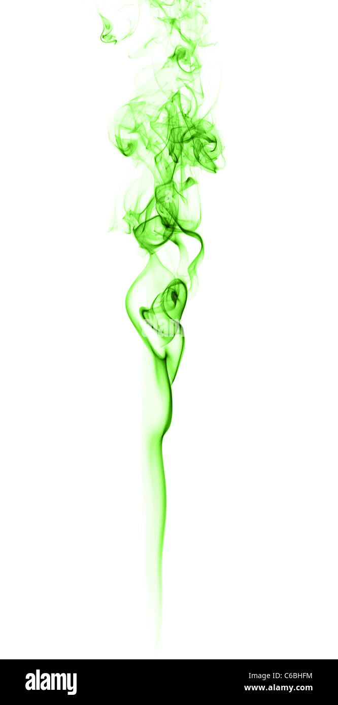 green abstract smoke pattern on a white background Stock Photo - Alamy