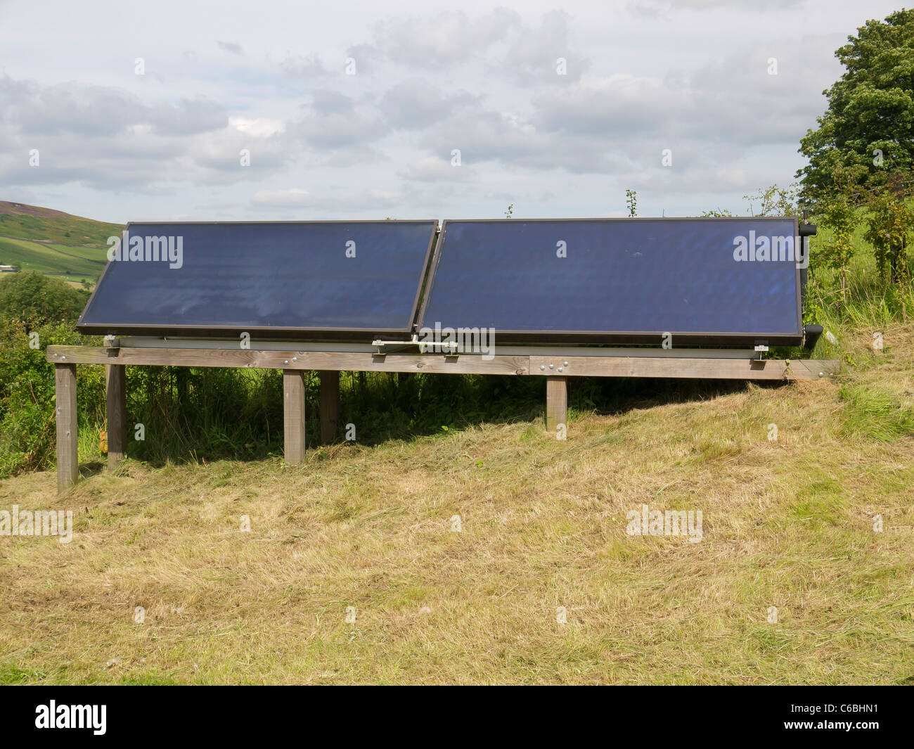 A simple pair of solar panels for water heating in a rural location ...