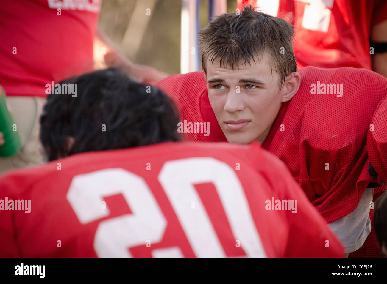 American Football Team At Halftime Break Stock Photo - Alamy