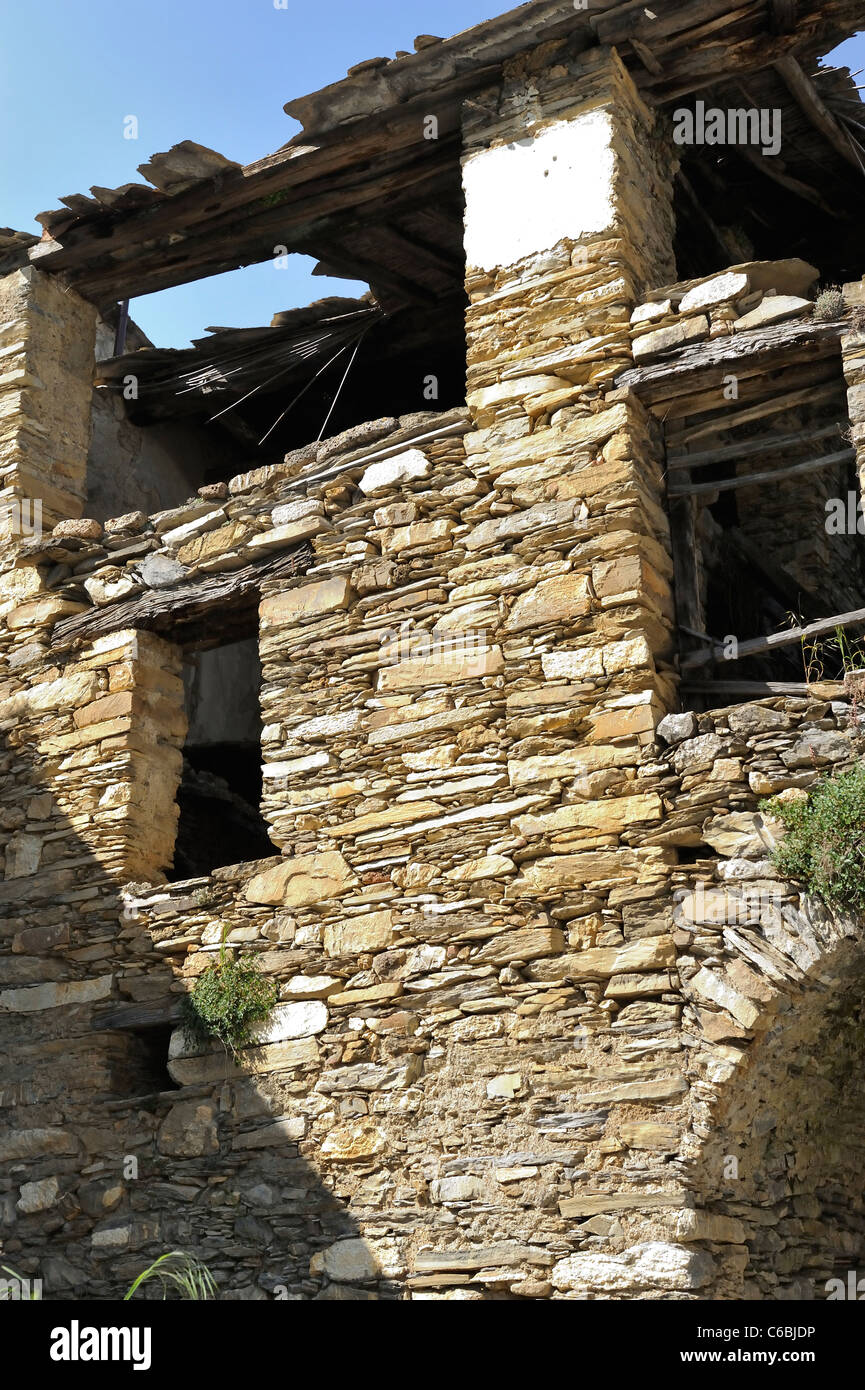 A ruined house in Rezzo Liguria northwest Italy on the road from ...