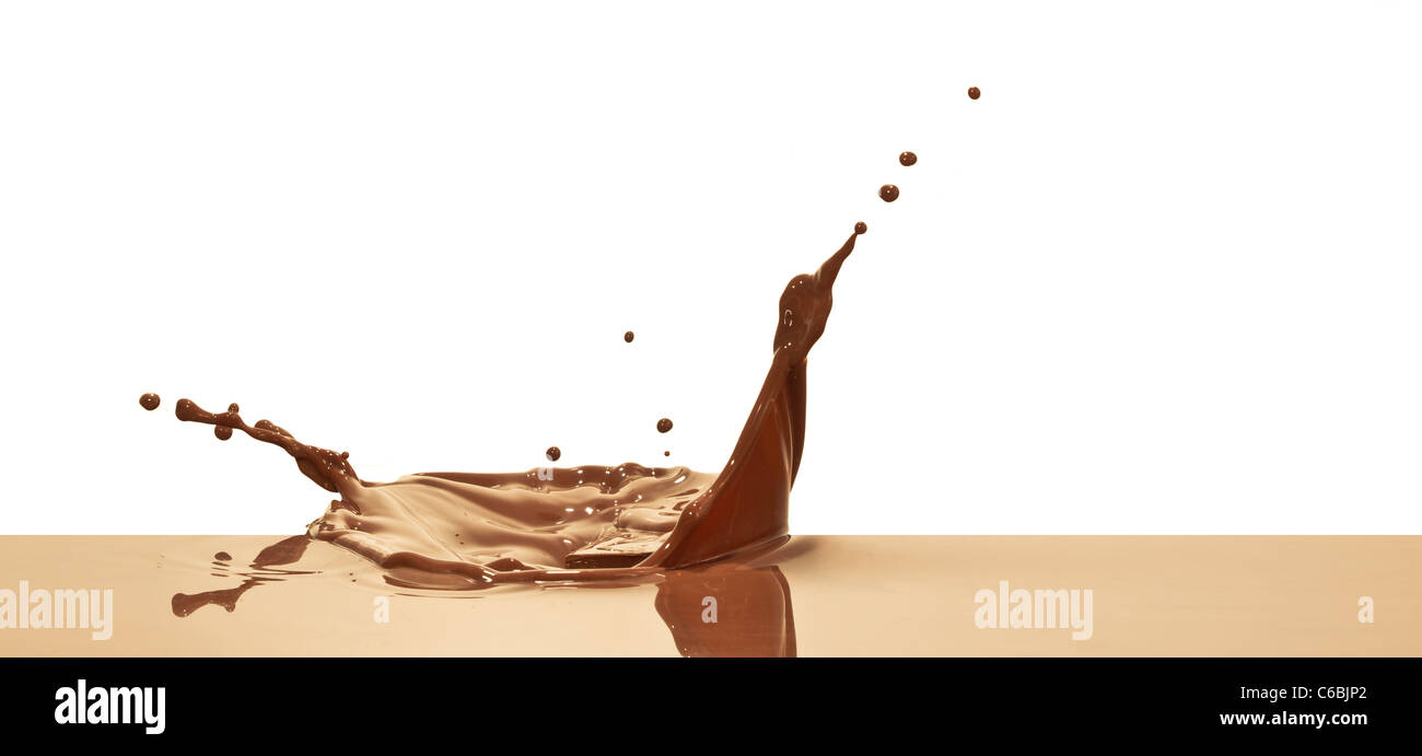 chocolate splash closeup isolated on white background Stock Photo - Alamy