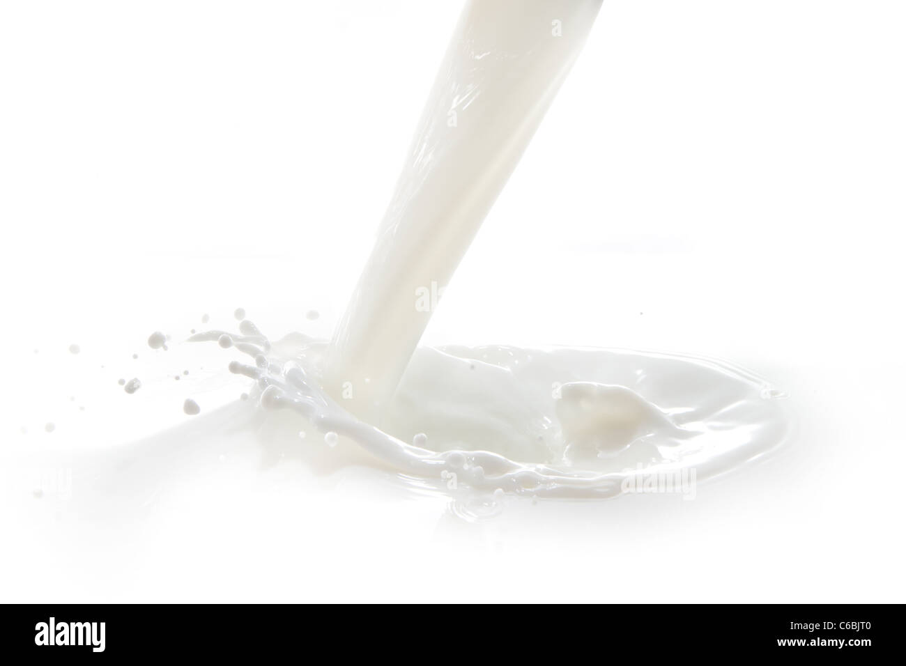 pouring milk splash isolated on white background Stock Photo - Alamy
