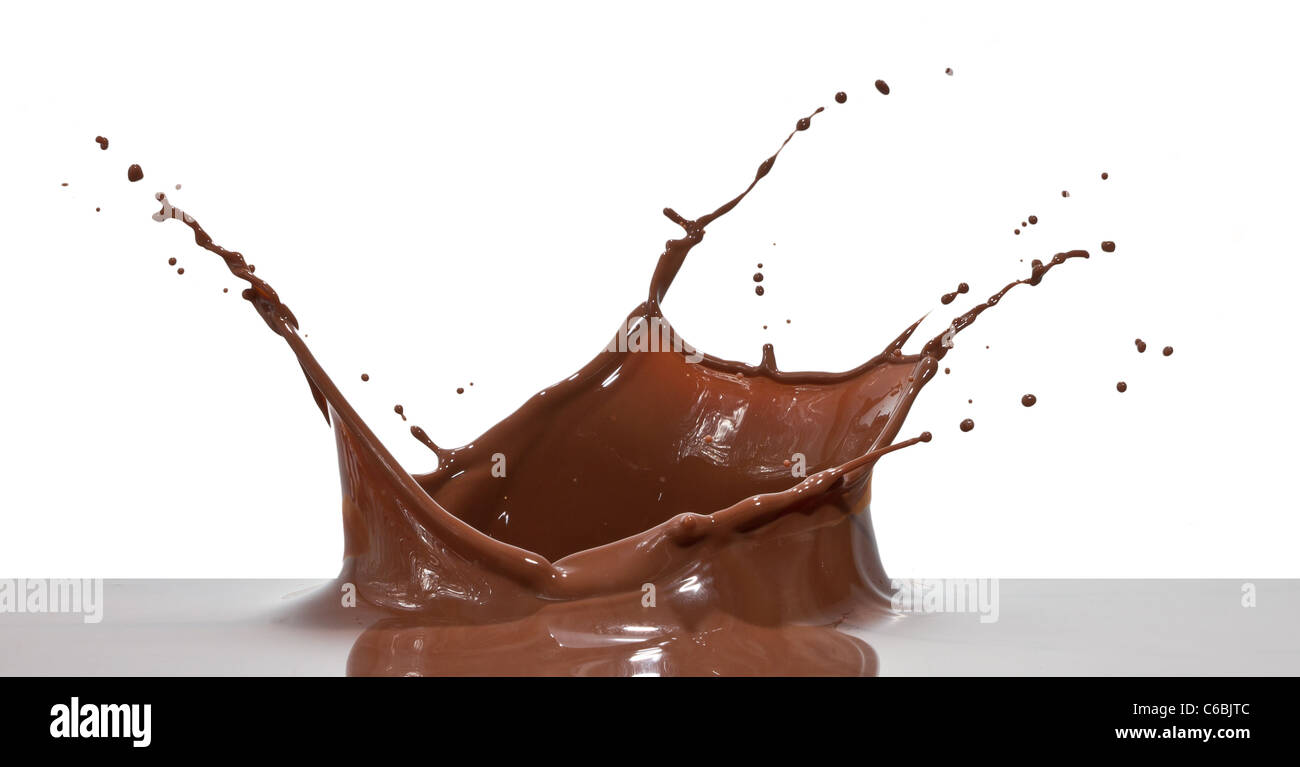 chocolate splash closeup isolated on white background Stock Photo - Alamy