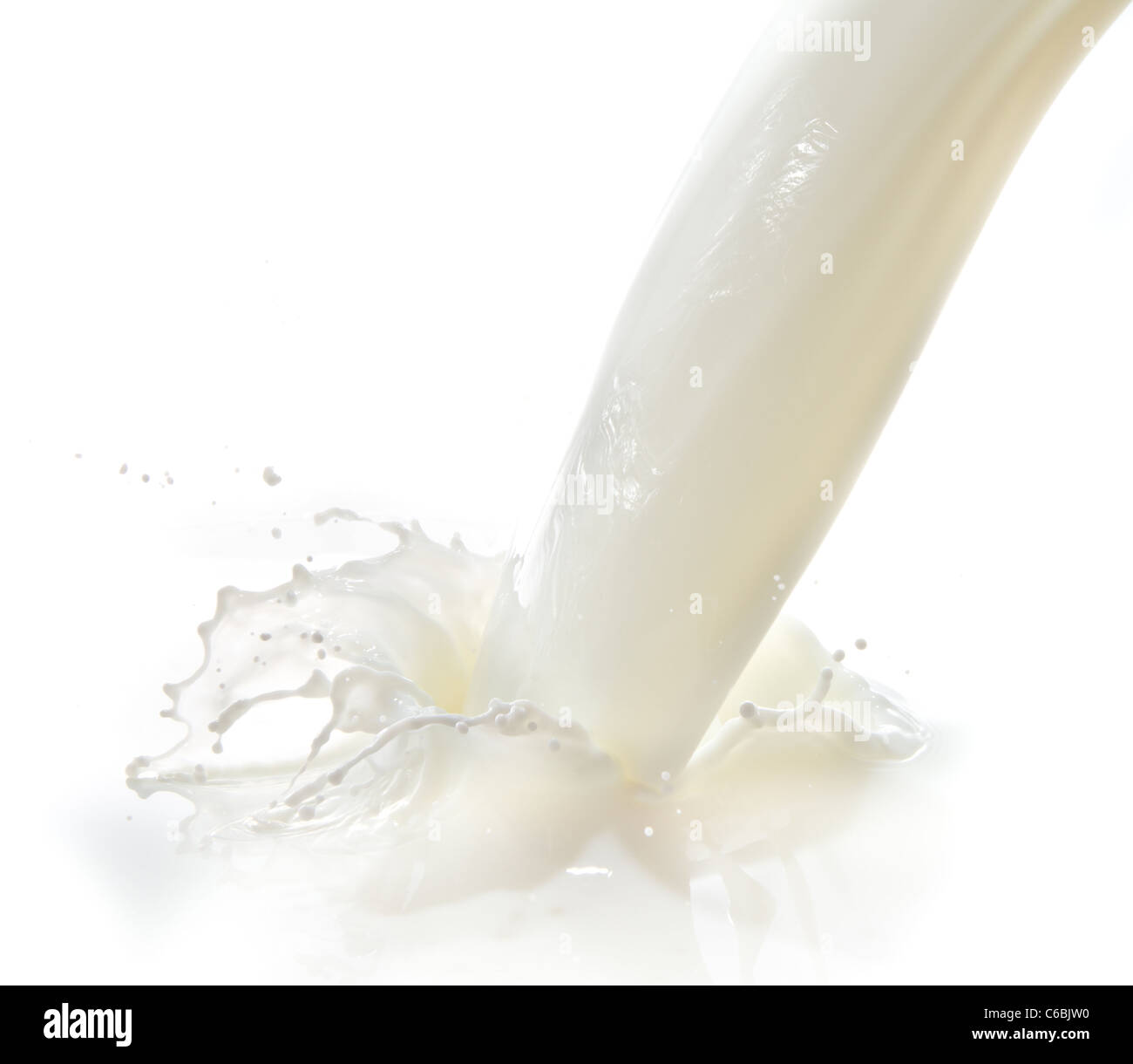 pouring milk splash isolated on white background Stock Photo - Alamy