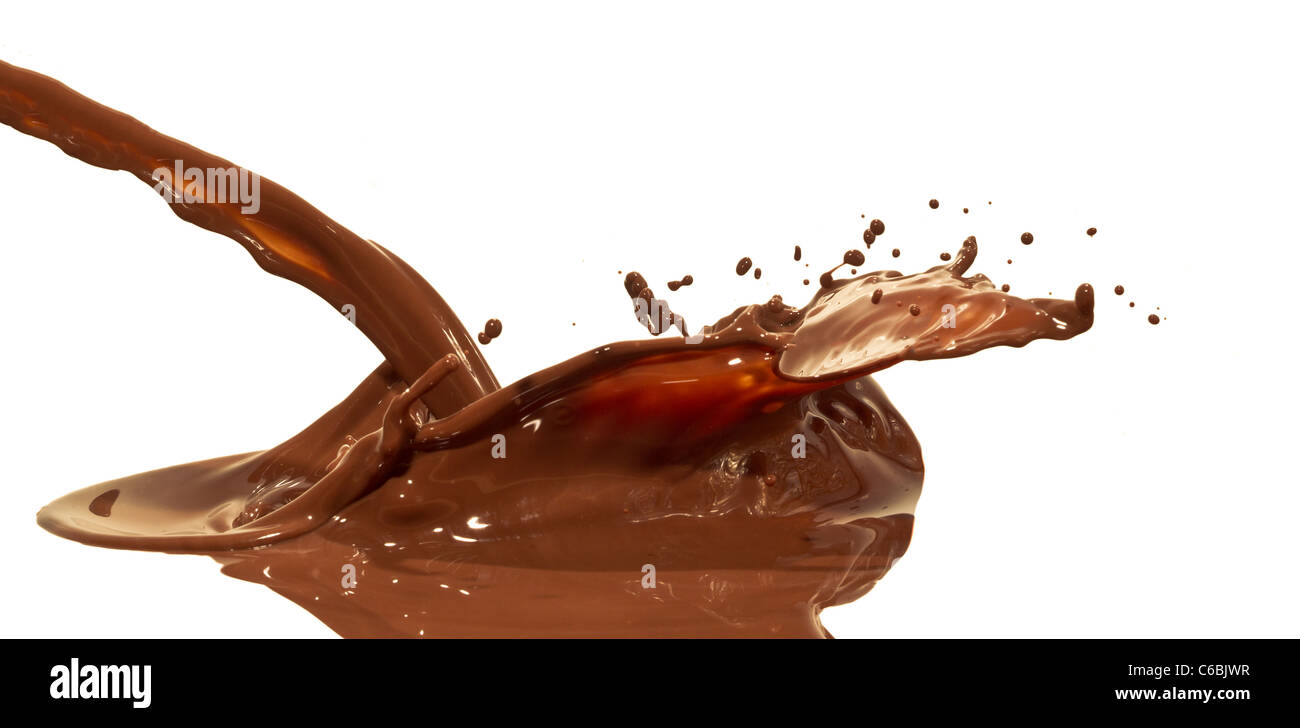 chocolate splash closeup isolated on white background Stock Photo - Alamy