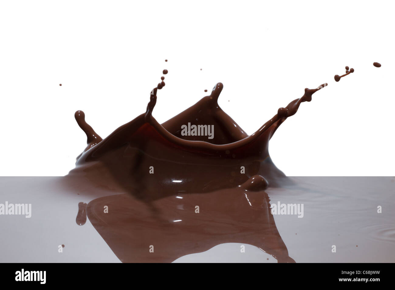 chocolate splash closeup isolated on white background Stock Photo - Alamy