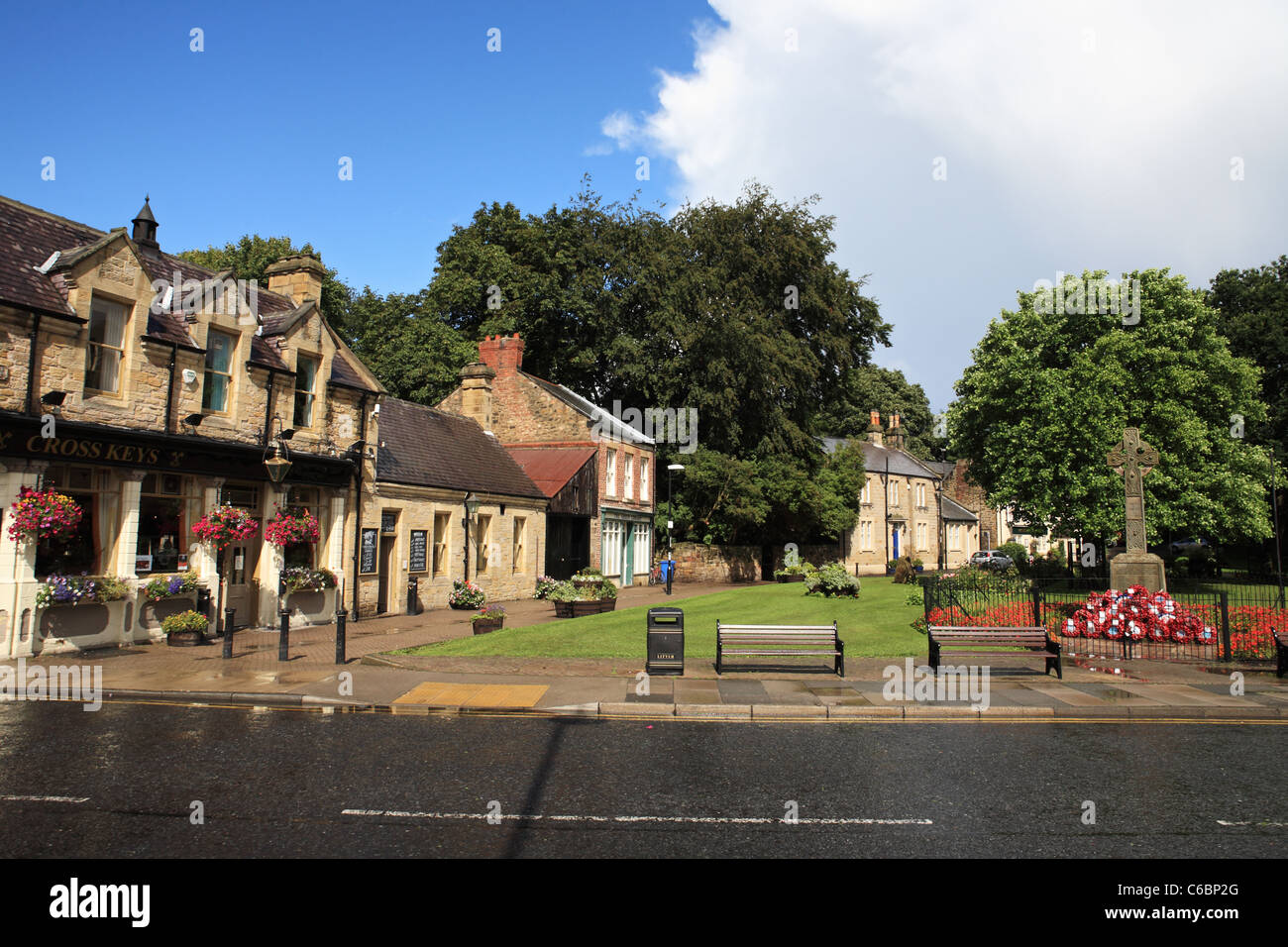 The Cross Keys pub and village green, Washington Village, North East ...