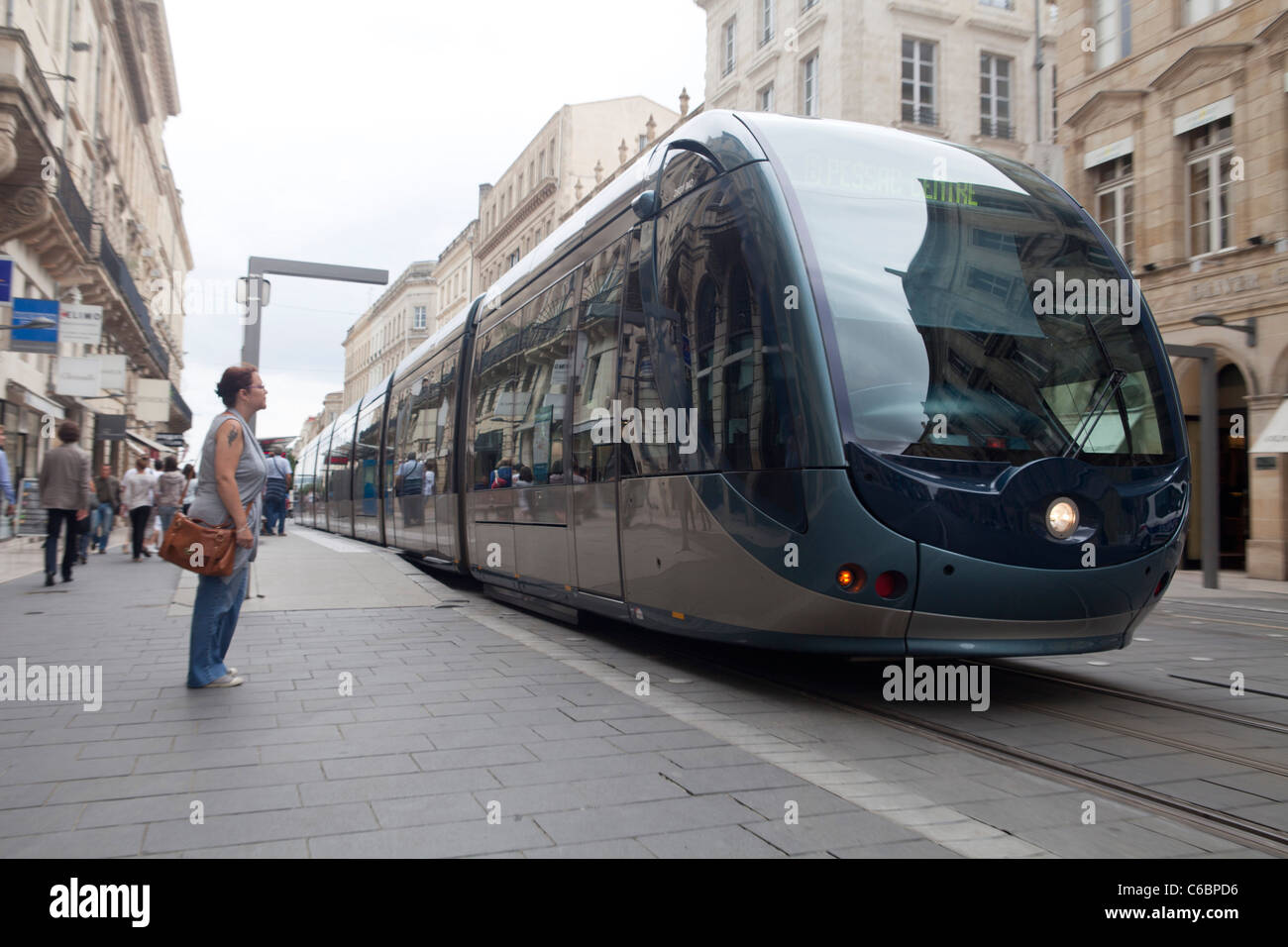 urban tram circulating through the city of Bordeaux, France Stock Photo ...