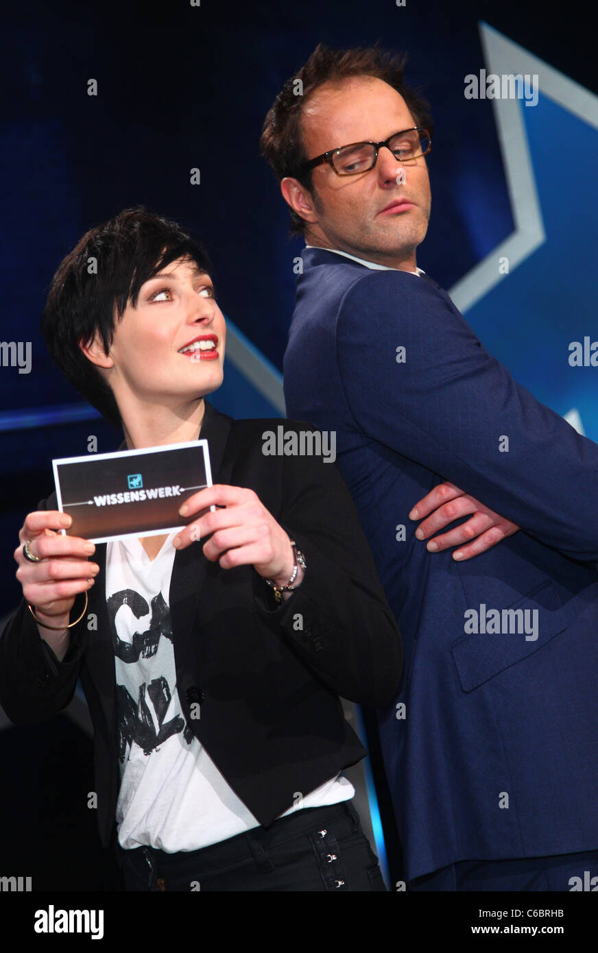 Kathy Weber and Vince Ebert promote their new TV show "Wissenswerk" on ...