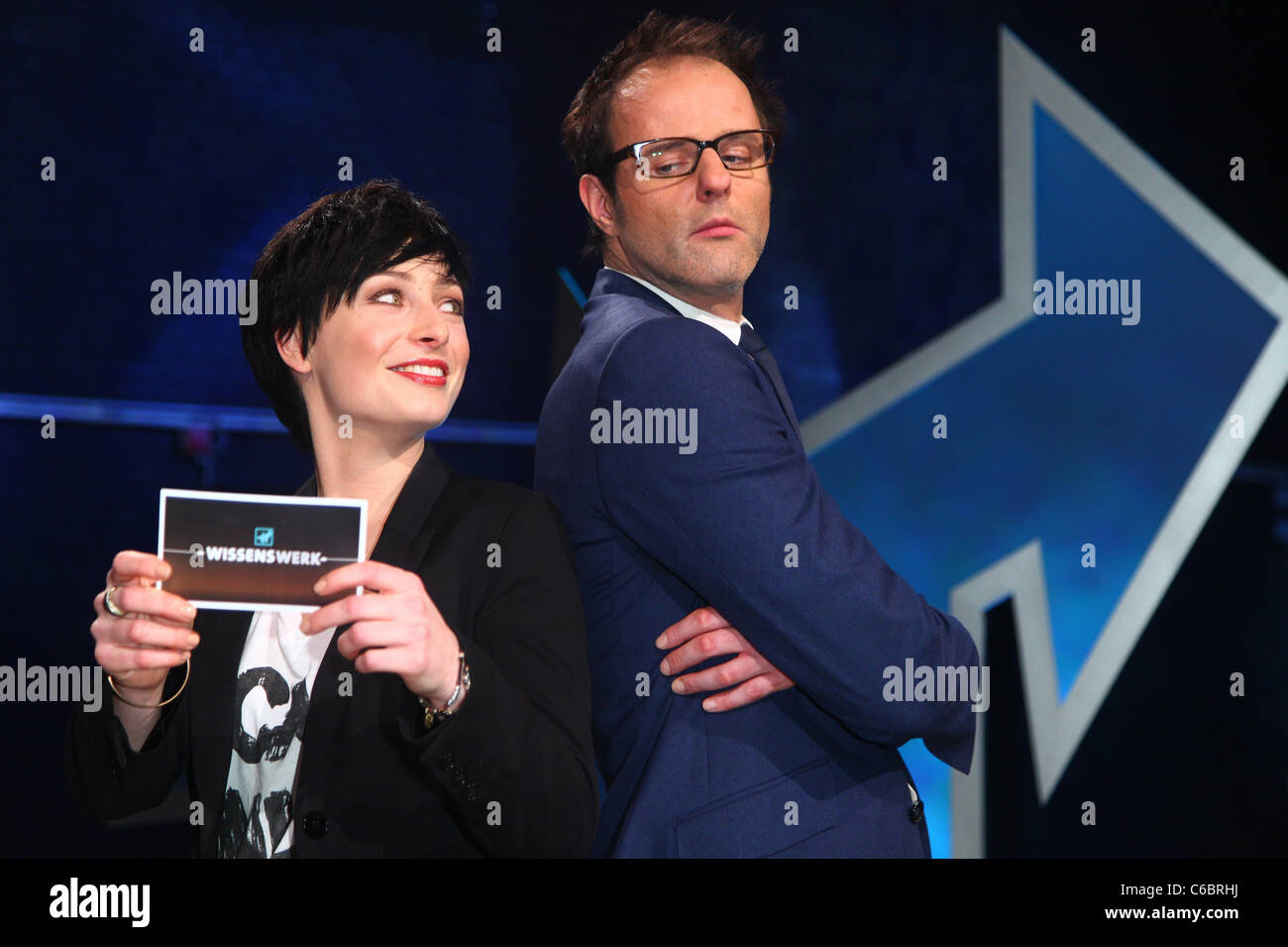 Kathy Weber and Vince Ebert promote their new TV show "Wissenswerk" on ...