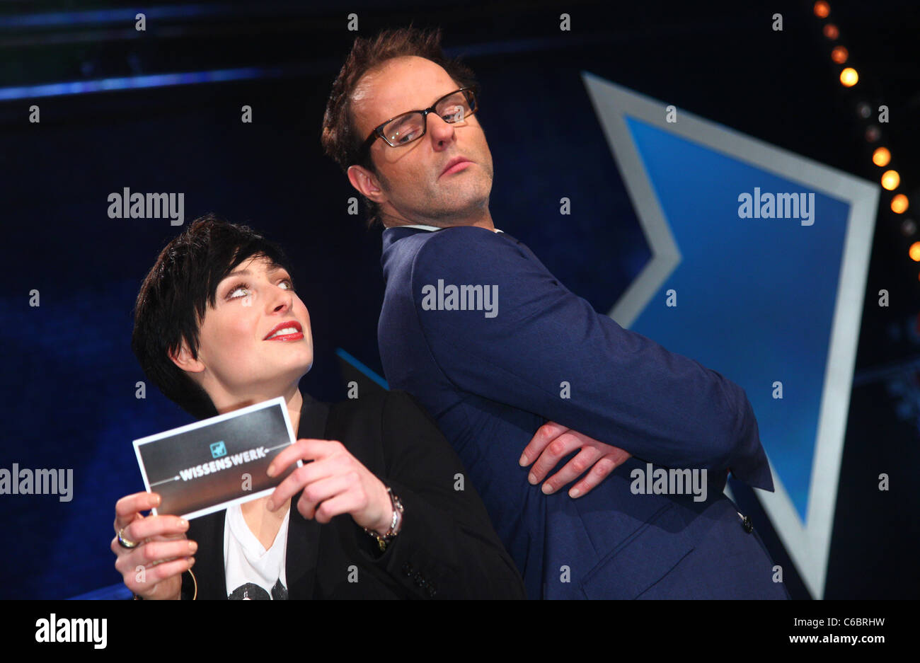 Kathy Weber and Vince Ebert promote their new TV show "Wissenswerk" on ...