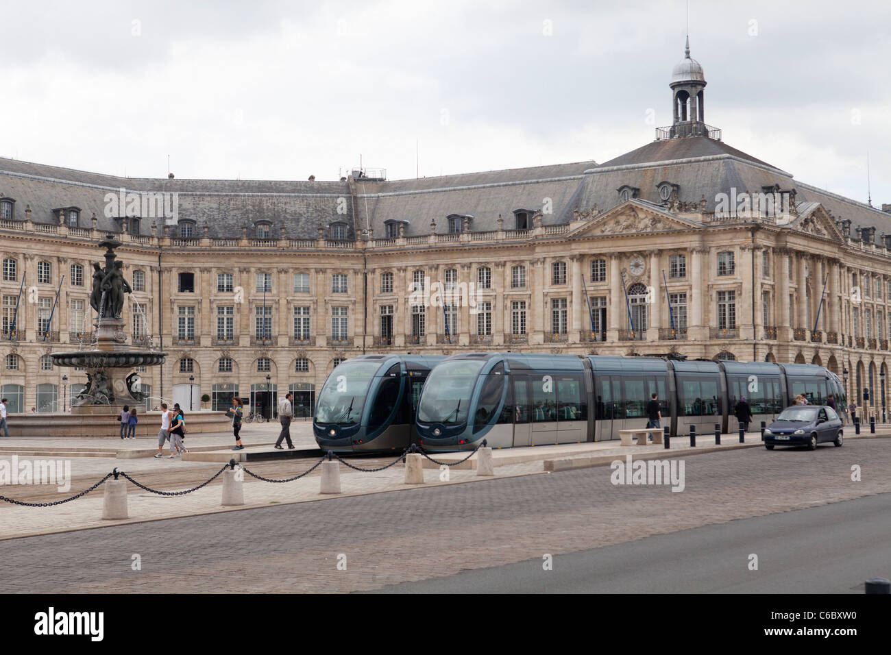 Bordeaux tram running through the city Stock Photo - Alamy