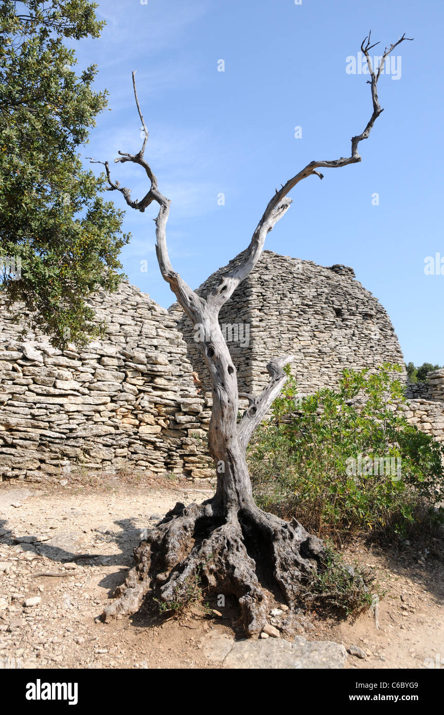 Ancient hut made from stones in The Bories Village, near Gordes in ...