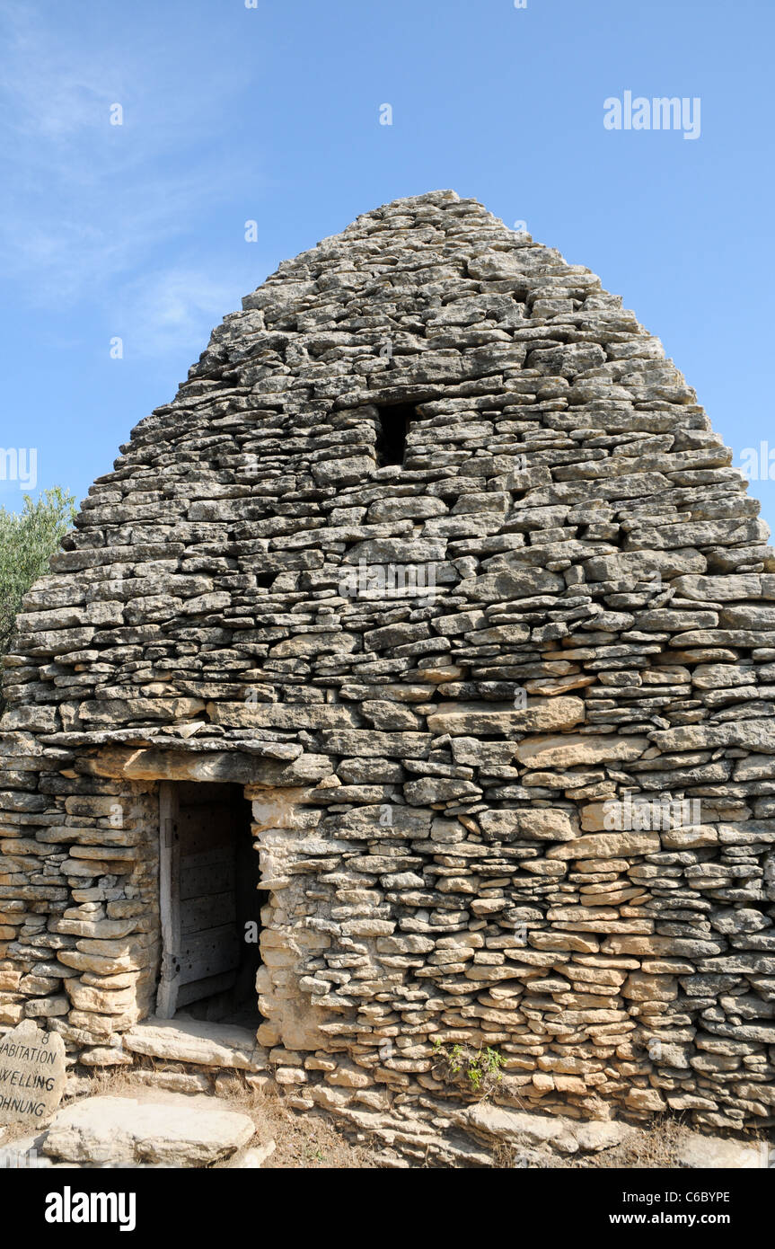 Ancient hut made from stones in The Bories Village, near Gordes in ...