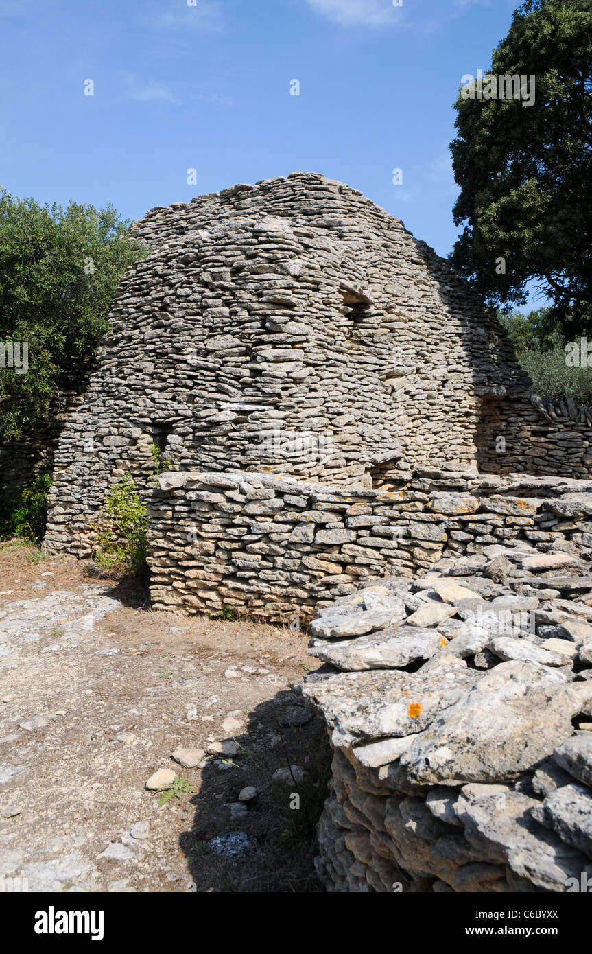 Ancient hut made from stones in The Bories Village, near Gordes in ...