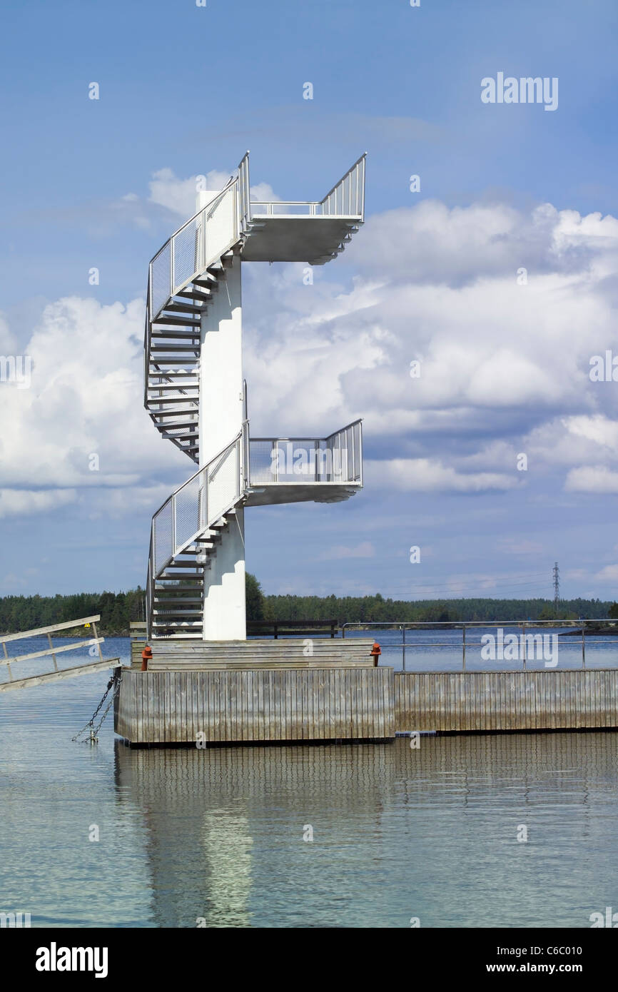 Outdoor swimming pool diving boards Stock Photo - Alamy