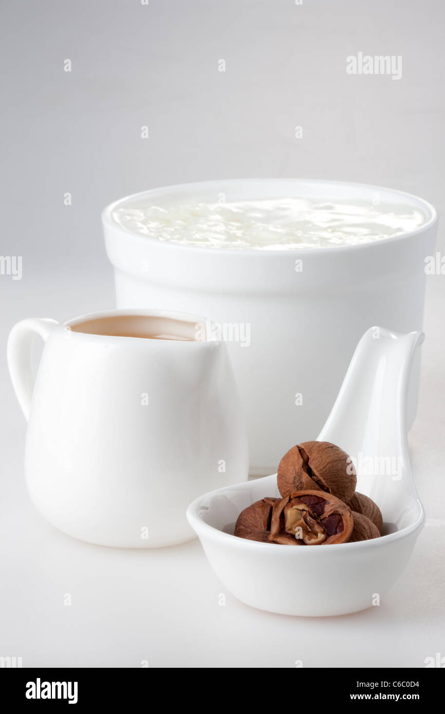 Honey, Yogurt and Walnuts Stock Photo - Alamy