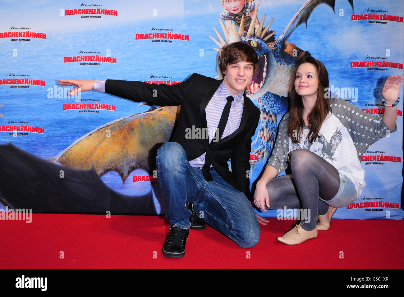 Daniel Axt, Emilia Schuele at the premiere of "Drachenzaehmen leicht ...