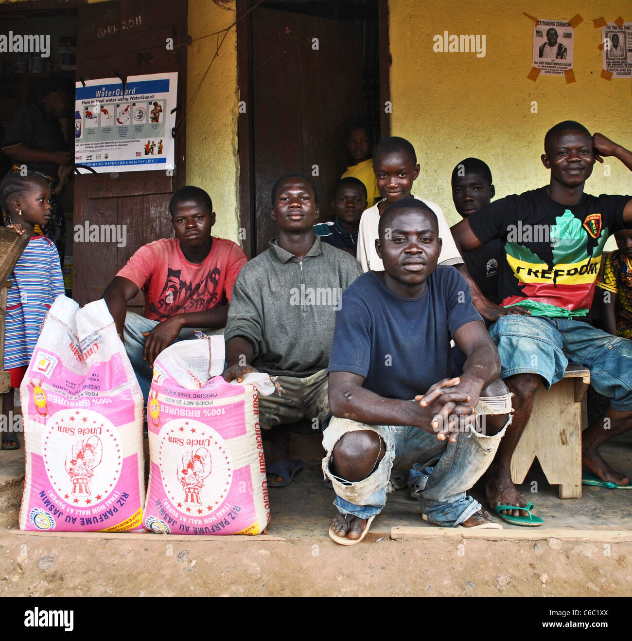 Imported 'Uncle Sam's Rice' in Zorzor, Liberia Stock Photo - Alamy