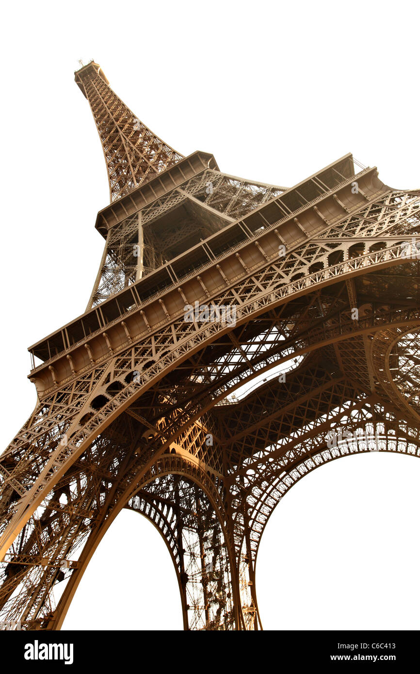 Eiffel tower isolated over the white background, Paris, France Stock ...