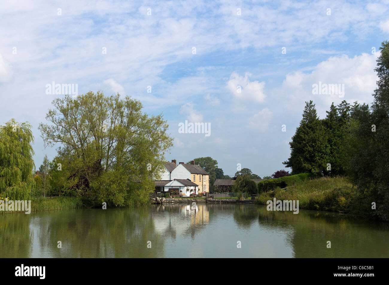 Water landscape with farmhouse near Devizes England UK EU Stock Photo ...