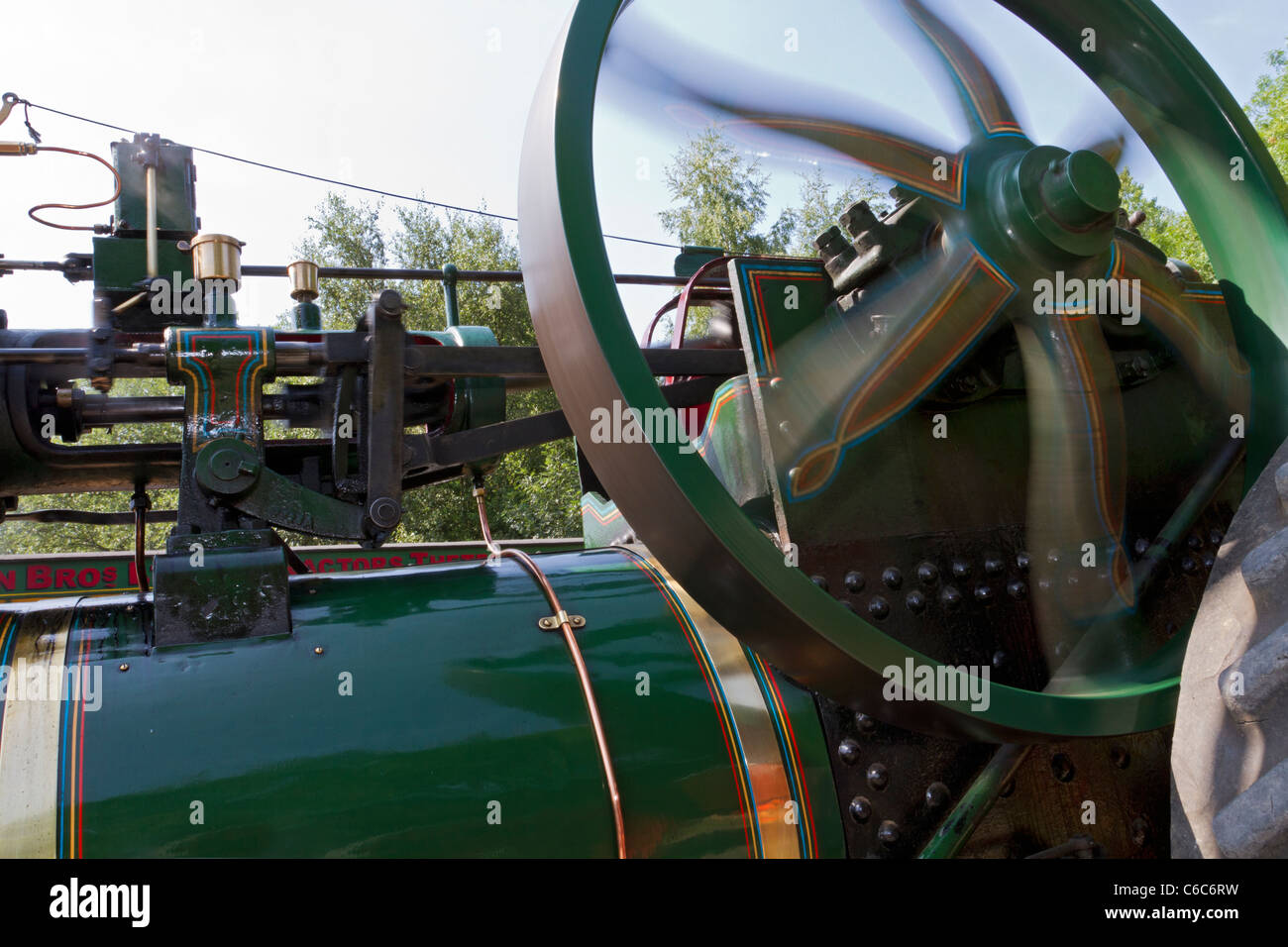 Traction engine flywheel in motion as part of the display at the ...