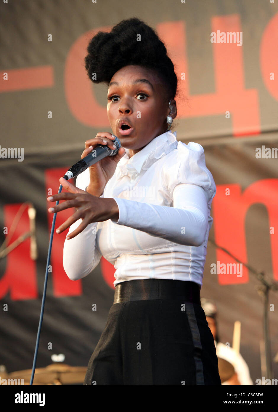 American singer Janelle Monae performing at the Afisha Summer Picnic ...