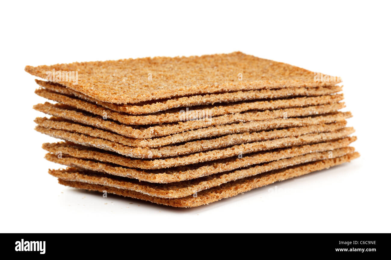 rye crisp crackers isolated on white background Stock Photo - Alamy