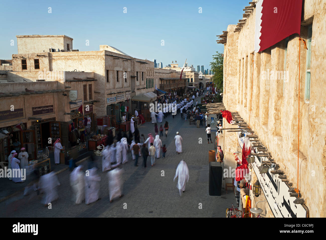 Qatar, Middle East, Arabian Peninsula, Doha, the restored Souq Waqif ...