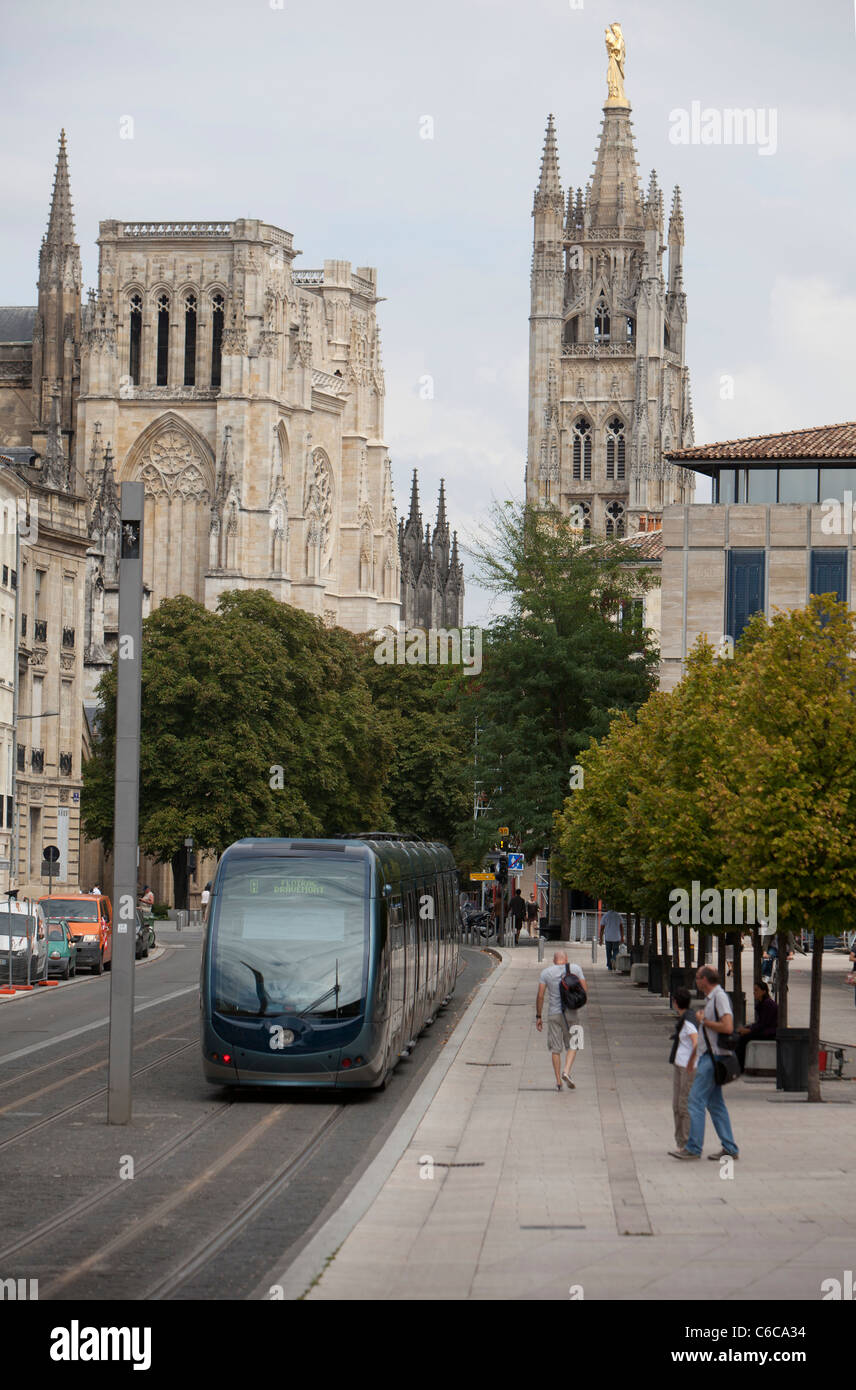 Bordeaux tram running through the city Stock Photo - Alamy