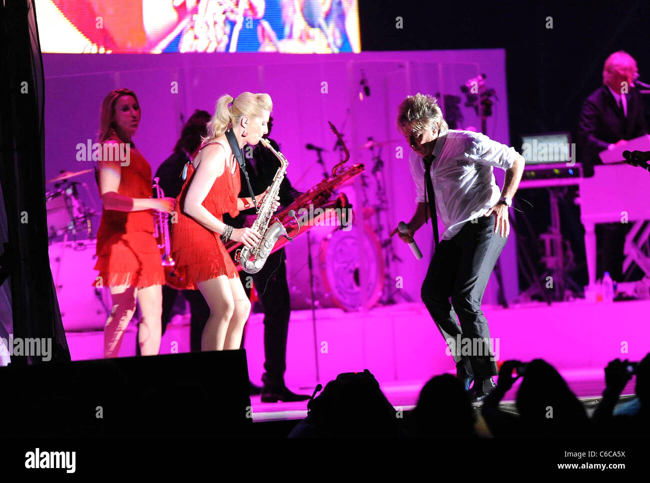 Rod Stewart performs live on stage for an audience of more than 11,000 ...