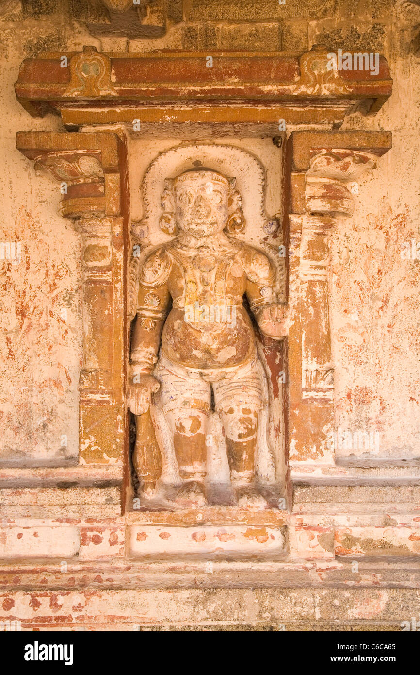 A sculpted figure within the Brihadeeswarar Temple Complex in Thanjavur ...