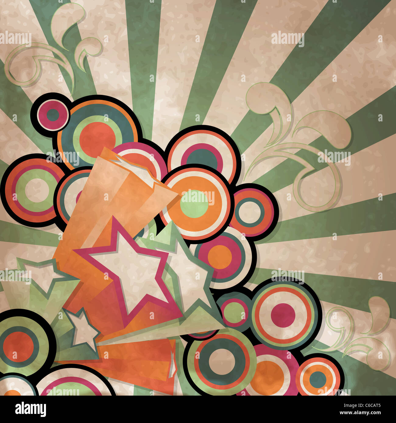 Vintage background with retro style stars and circle Stock Photo - Alamy