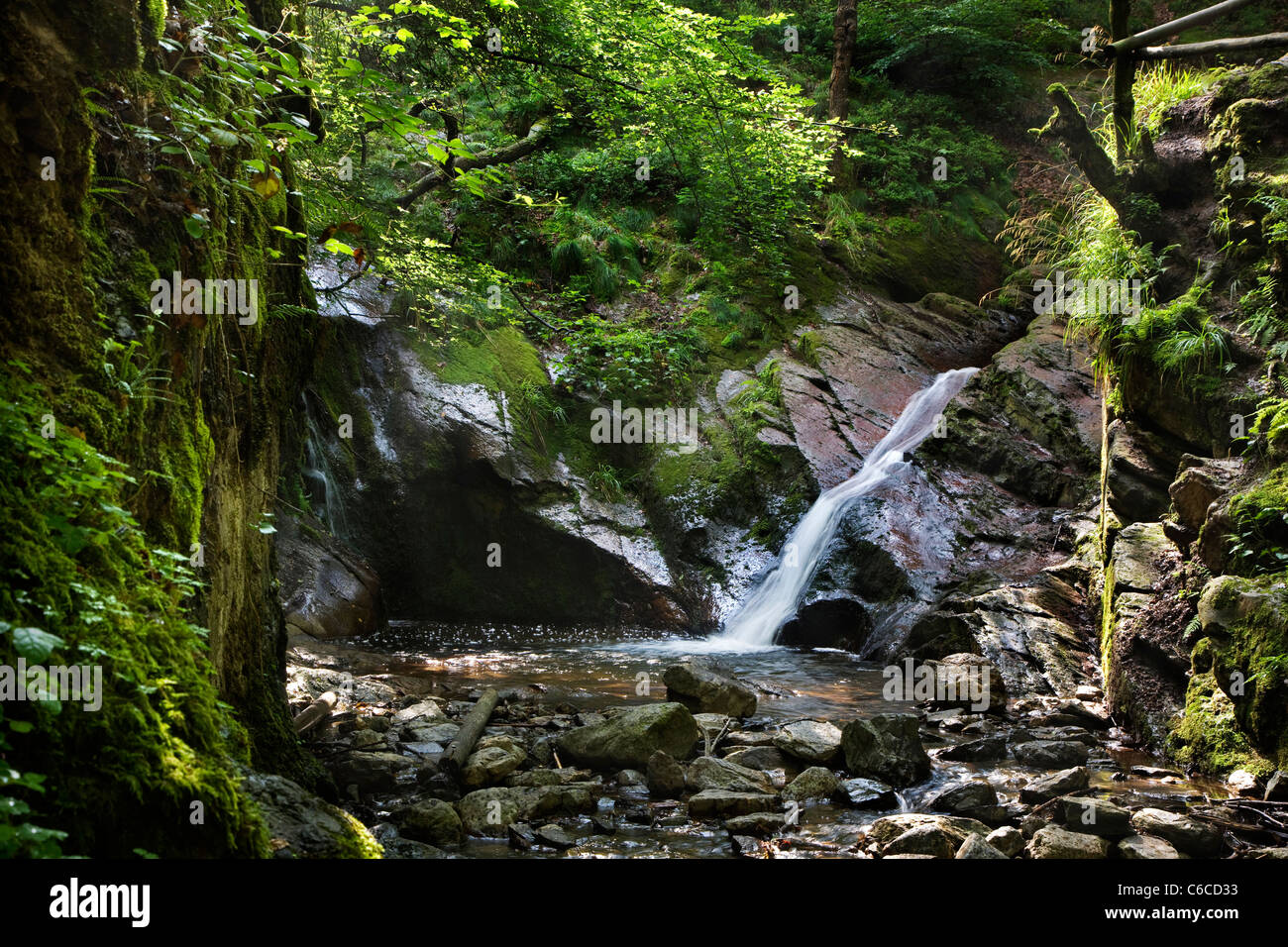 Waterfall Ninglinspo, tributary of the river Amblève near Remouchamps ...